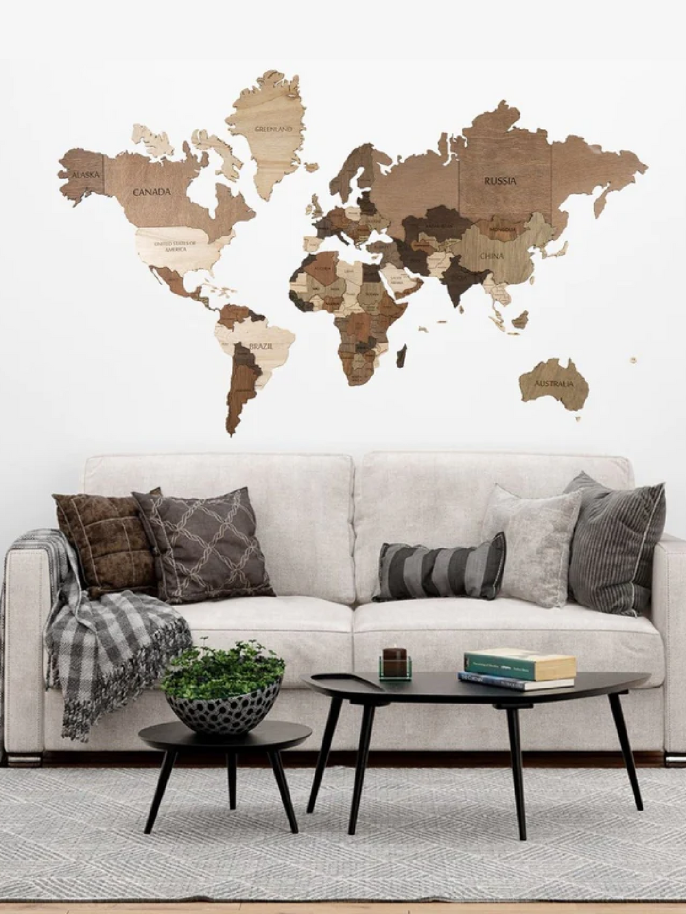 Wooden World Map | 3D Wooden World Map