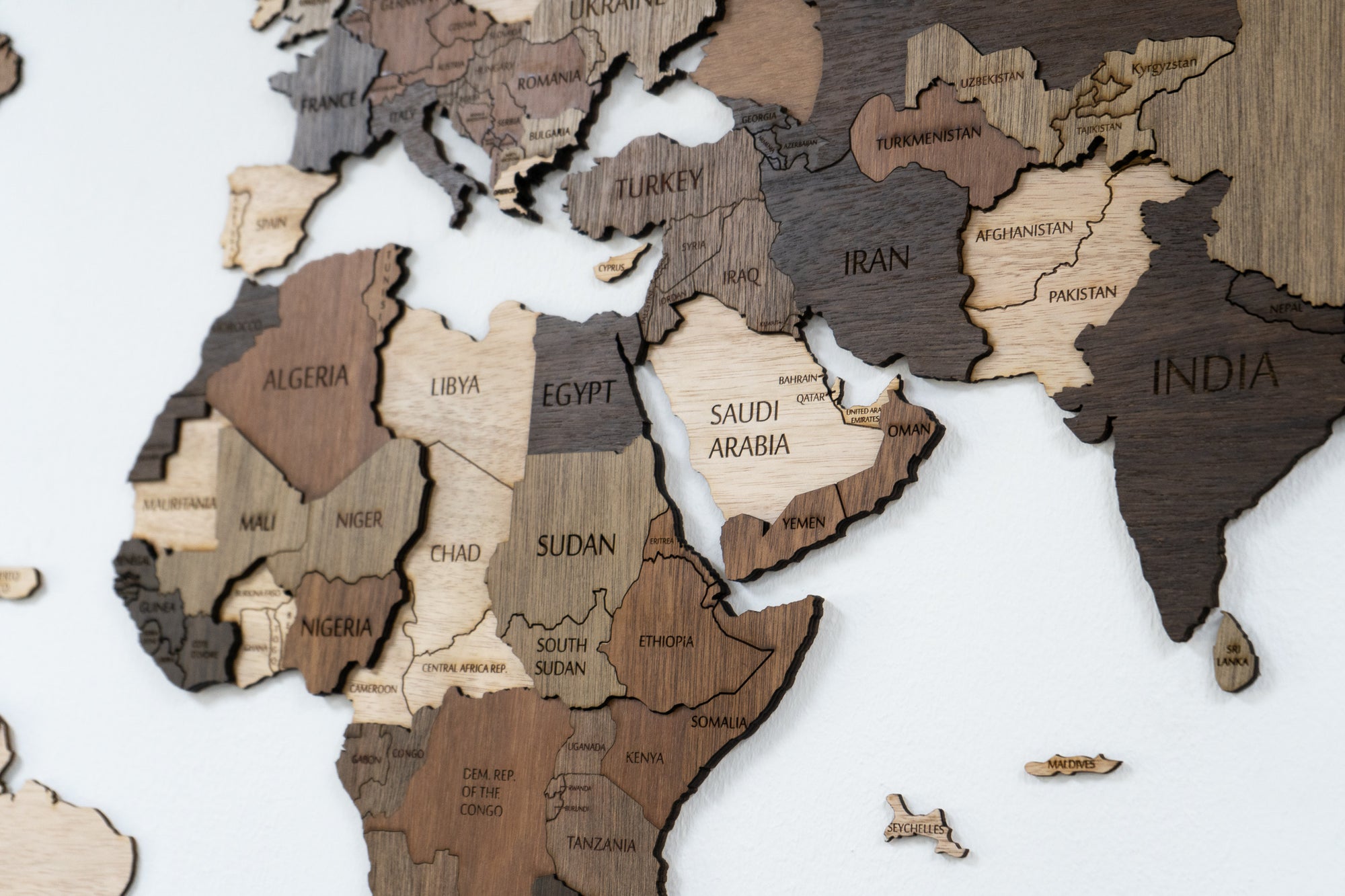 3D Multi Layer English Wooden World Map